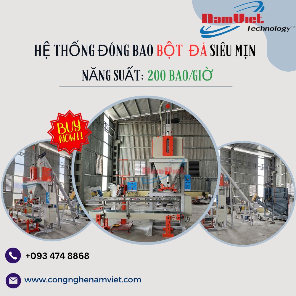 Máy đóng bao bột đá – Giải pháp tối ưu cho ngành xây dựng.