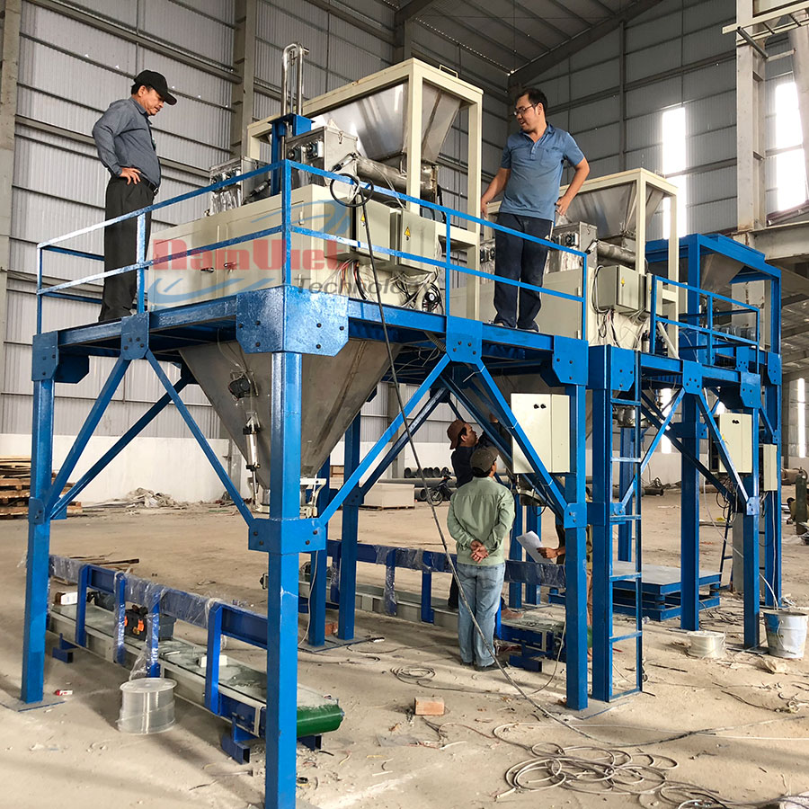Hệ thống đóng bao bột sắn, bột mì có hút chân không.