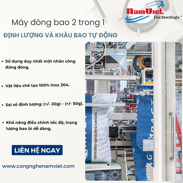 Cân đóng bao 2 trong 1 – Định lượng và khâu bao bì tự động.