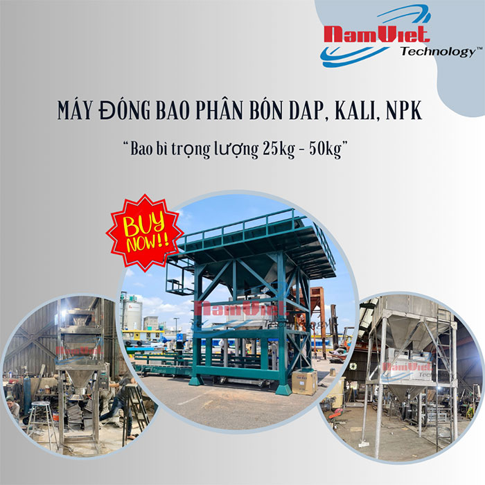 Giải pháp máy đóng bao bì 25kg – 50kg cho nguyên liệu phân bón.
